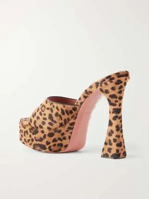 Amina Muaddi Dalida 140 Leopard-print Calf Hair Sandals
