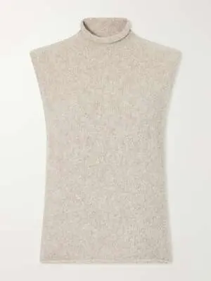 LAUREN MANOOGIAN Alpaca-blend Turtleneck Tank - Light Gray