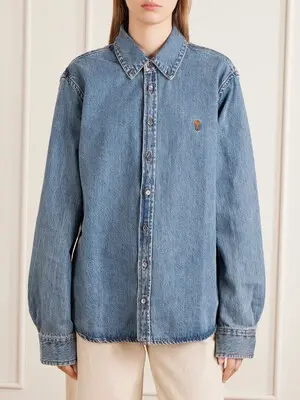 AMI Paris Logo-embroidered Denim Shirt