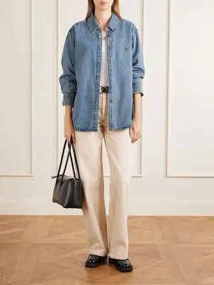 AMI Paris Logo-embroidered Denim Shirt