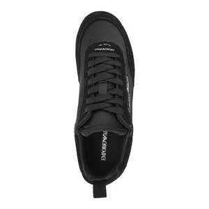 Emporio Armani Satin And Suede Leather Sneakers