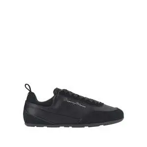 Emporio Armani Satin And Suede Leather Sneakers - Black