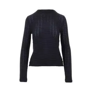Emporio Armani Triped Jacquard Jerey Top - Black