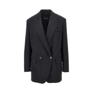 Emporio Armani Wool-blend Oversized Double-breasted Jacket - Black