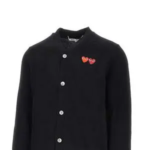Play Comme Des Garcon Hearts Patches Wool Cardigan An