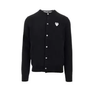 Play Comme Des Garcon Wool Cardigan With Heart Patch An - Black