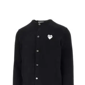 Play Comme Des Garcon Wool Cardigan With Heart Patch An