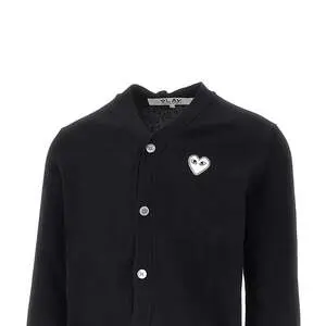Play Comme Des Garcon Heart Patch Wool Cardigan An