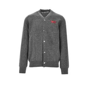 Play Comme Des Garcon Heart Patche Wool Cardigan