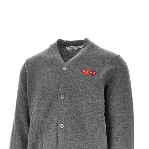 Play Comme Des Garcon Heart Patche Wool Cardigan