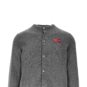 Play Comme Des Garcon Hearts Patches Wool Cardigan An