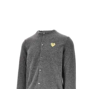 Play Comme Des Garcon Heart Patch Wool Cardigan An