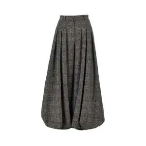 Emporio Armani Prince Of Wales Wide-leg Pants - Grey