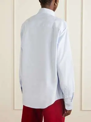 AMI Paris Adc Embroidered Cotton Oxford Shirt