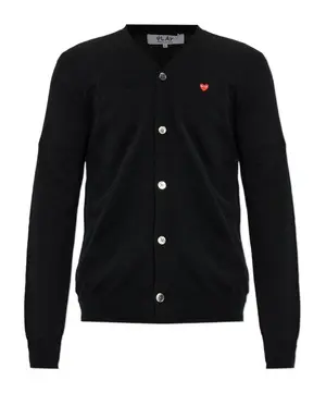 Play Comme Des Garcon Comme Des Garçons Play Logo-patch Buttoned Cardigan - Black