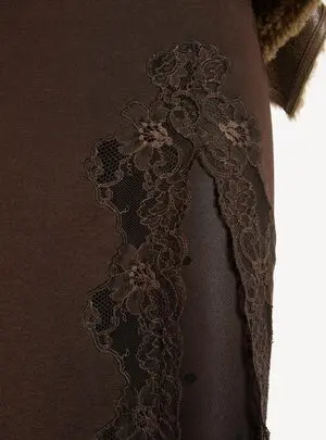 Balmain Knit Midi Skirt With Lace