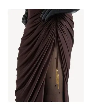 Balmain Flowing Jersey Midi Skirt With Slit