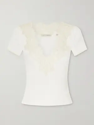 DÔEN Nalia Lace-trimmed Organic Cotton T-shirt - White