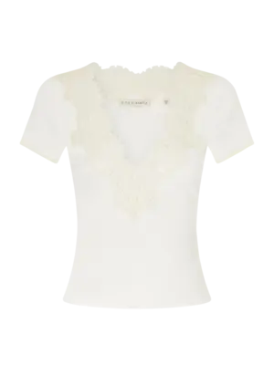 DÔEN Nalia Lace-trimmed Organic Cotton T-shirt - White