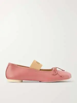 MAISON MARGIELA Bow-detailed Leather Ballet Flats - Pink