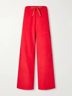 SANDERLAK Cotton-corduroy Straight-leg Drawstring Pants - Red