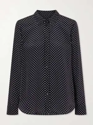 NILI LOTAN Gaia Polka-dot Silk Crepe De Chine Shirt - Navy