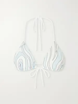Emilio Pucci Printed Triangle Bikini Top - Blue
