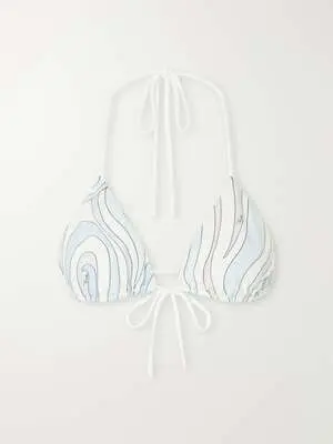 Emilio Pucci Printed Triangle Bikini Top - Light Blue