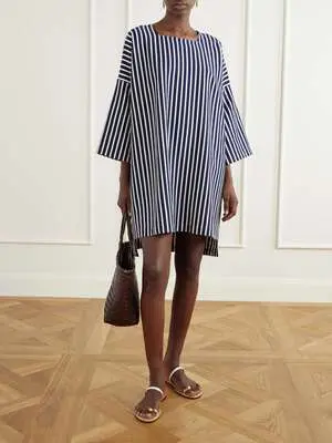 LES VACANCES D'IRINA Mariniere Striped Cotton Mini Dress
