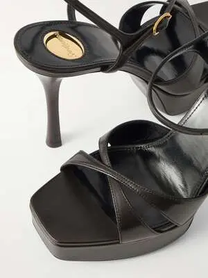 Saint Laurent Debbie Leather Platform Sandals