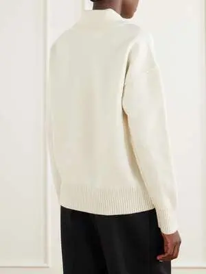 AMI Paris Intarsia Wool Polo Sweater
