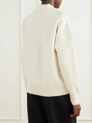 AMI Paris Intarsia Wool Polo Sweater
