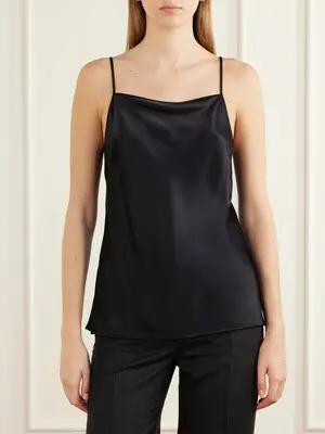 JOSEPH Cloe Silk-satin Top - Black