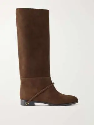 Jennifer Chamandi Thierry Suede Knee-high Boots - Chocolate