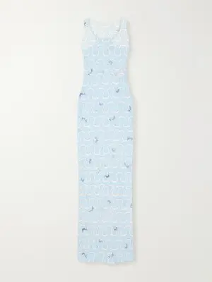 Emilio Pucci Printed Tulle Maxi Dress - Blue