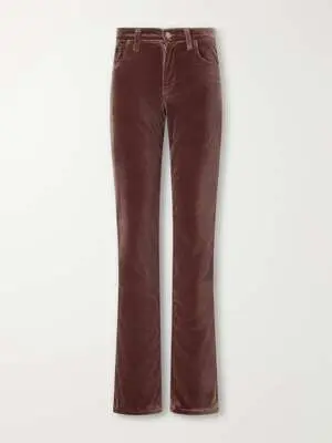 HAIKURE Carly Cotton-velvet Mid-rise Straight-leg Pants