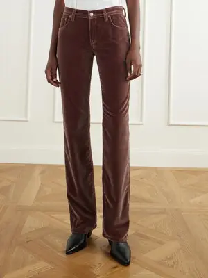 HAIKURE Carly Cotton-velvet Mid-rise Straight-leg Pants