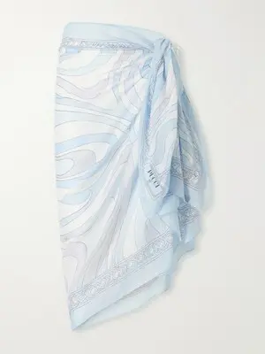 Emilio Pucci Printed Cotton-voile Pareo - Blue