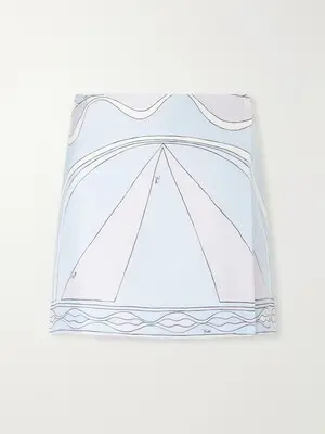 Emilio Pucci Printed Silk-twill Wrap Mini Skirt - Blue