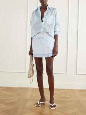 Emilio Pucci Printed Silk-twill Wrap Mini Skirt