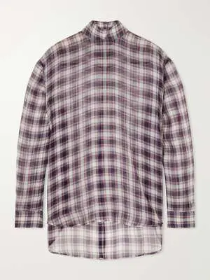 Tibi Reversable Checked Cotton And Silk-blend Shirt