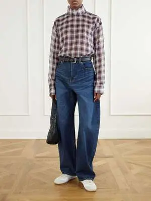 Tibi Reversable Checked Cotton And Silk-blend Shirt