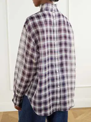 Tibi Reversable Checked Cotton And Silk-blend Shirt