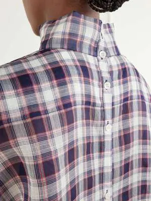 Tibi Reversable Checked Cotton And Silk-blend Shirt