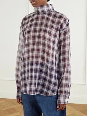 Tibi Reversible Checked Cotton And Silk-blend Shirt - Red
