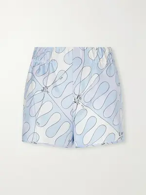 Emilio Pucci Printed Silk-twill Shorts - Blue