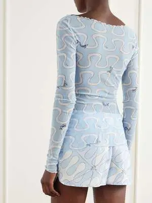 Emilio Pucci Printed Sheer Tulle Top