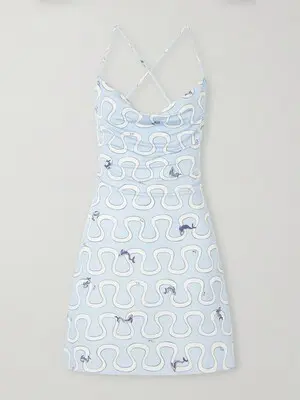 Emilio Pucci Printed Draped Jersey-satin Dress - Blue