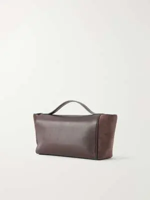 Savette Symmetry Trapeze Leather-trimmed Suede Bag