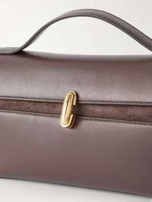 Savette Symmetry Trapeze Leather-trimmed Suede Bag
